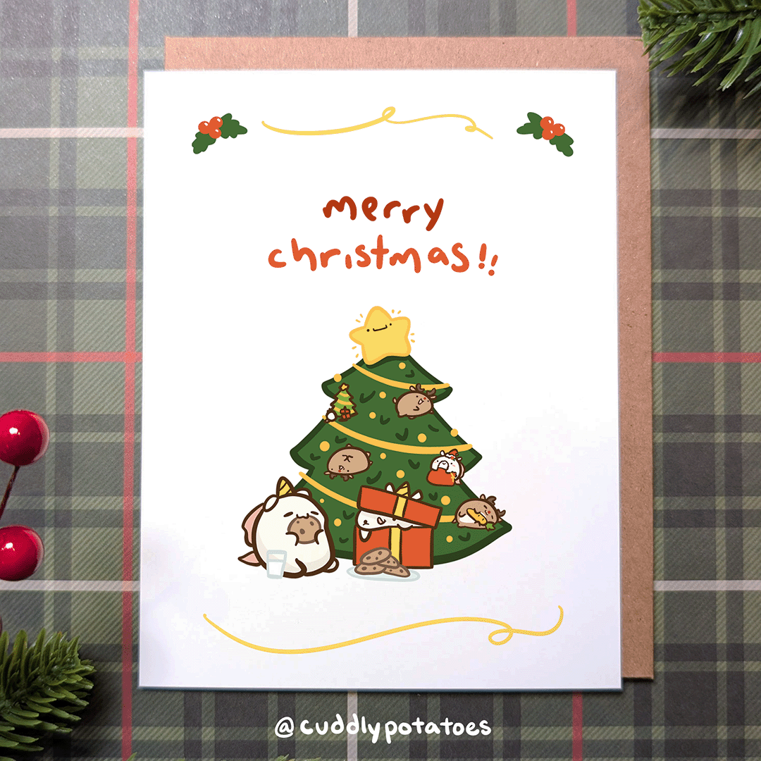 Merry Christmas Tree - A2 Card – Cuddly Potatoes