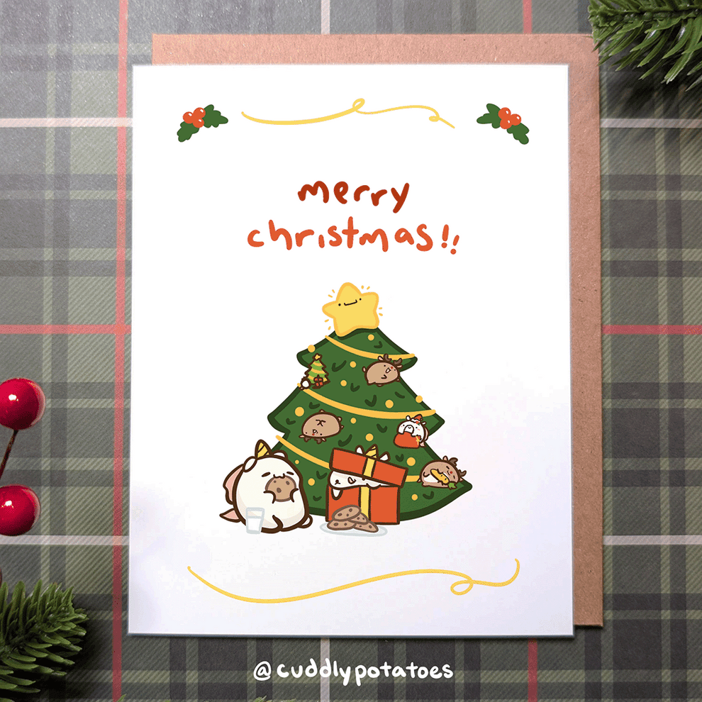Merry Christmas Tree - A2 Card – Cuddly Potatoes