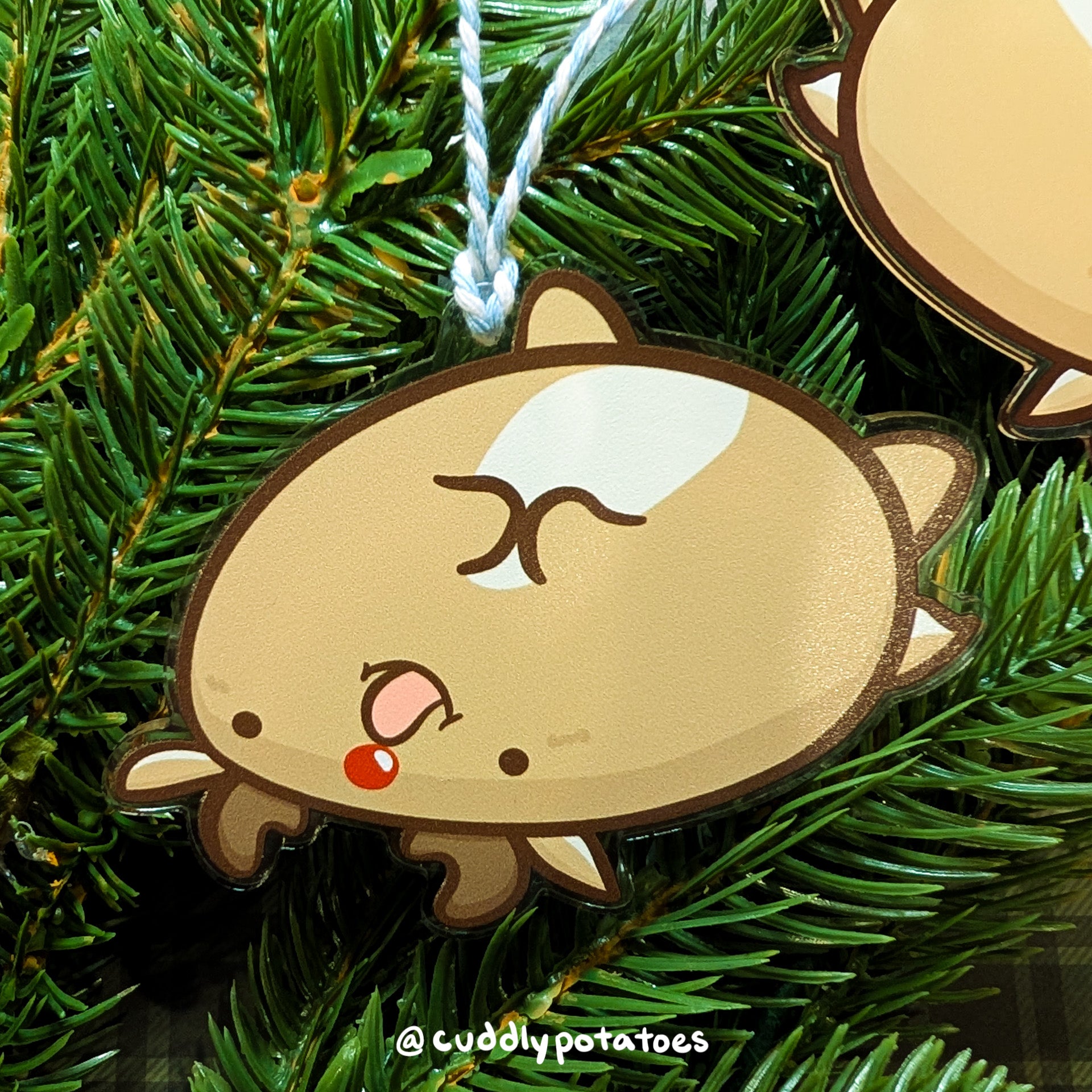 Upside Down Reindeer Acrylic Ornament – Cuddly Potatoes