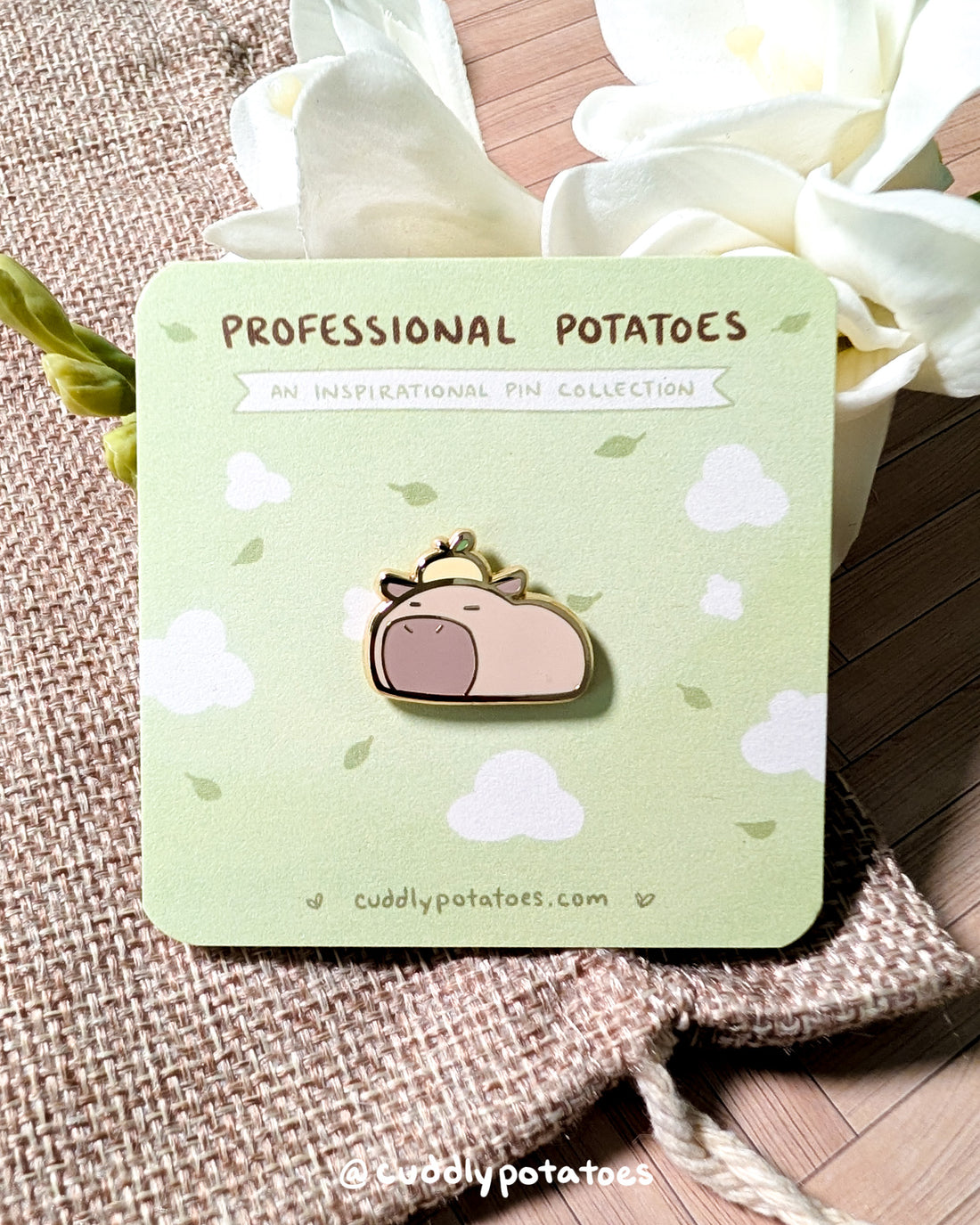 "Capybara" Mini Enamel Pin – Cuddly Potatoes
